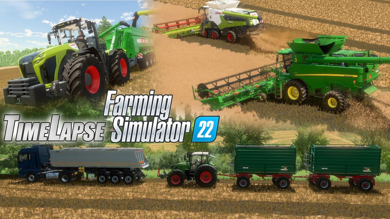 FS22 Timelapse. No Man's Land. Уборка рапса JOHN DEERE S770, CLAAS ...