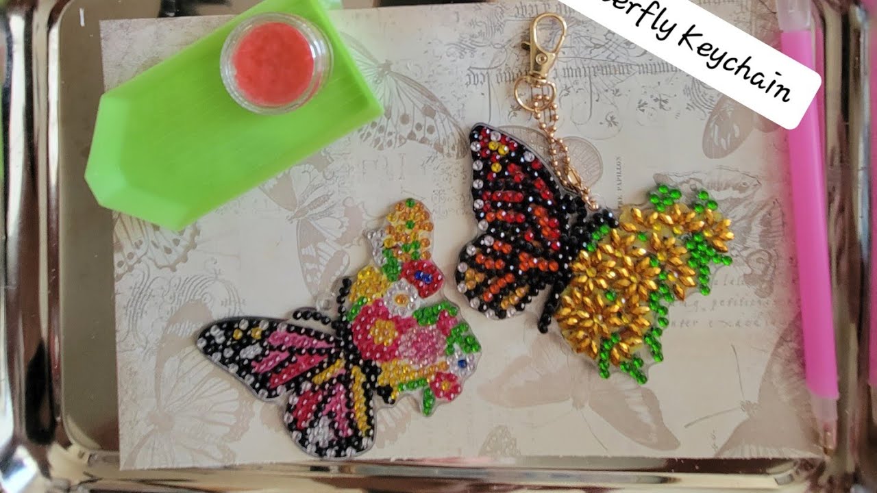 Diamond Painting Butterfly Keychains #onedaysaving - YouTube
