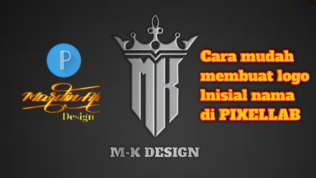 cara membuat logo monogram 2 huruf inisial nama M-K di android ...