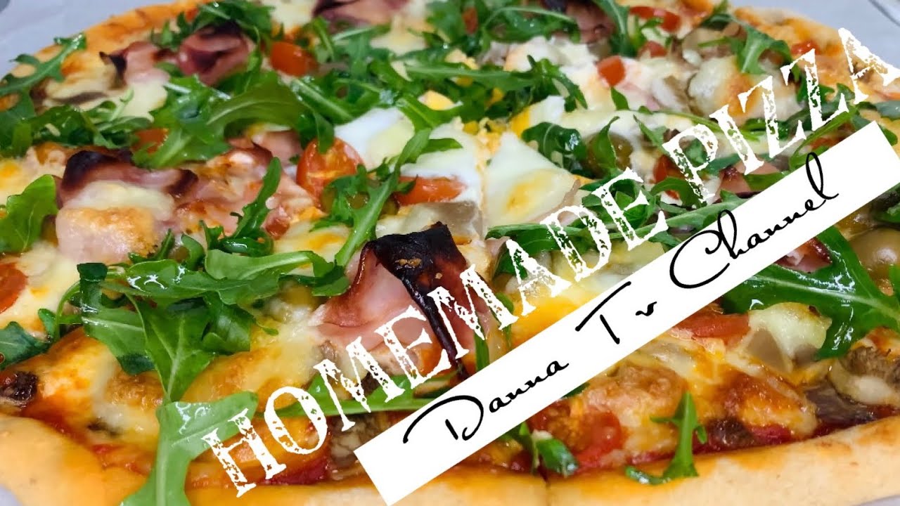 Special Home made Pizza with Ham and Olives Toppings - YouTube
