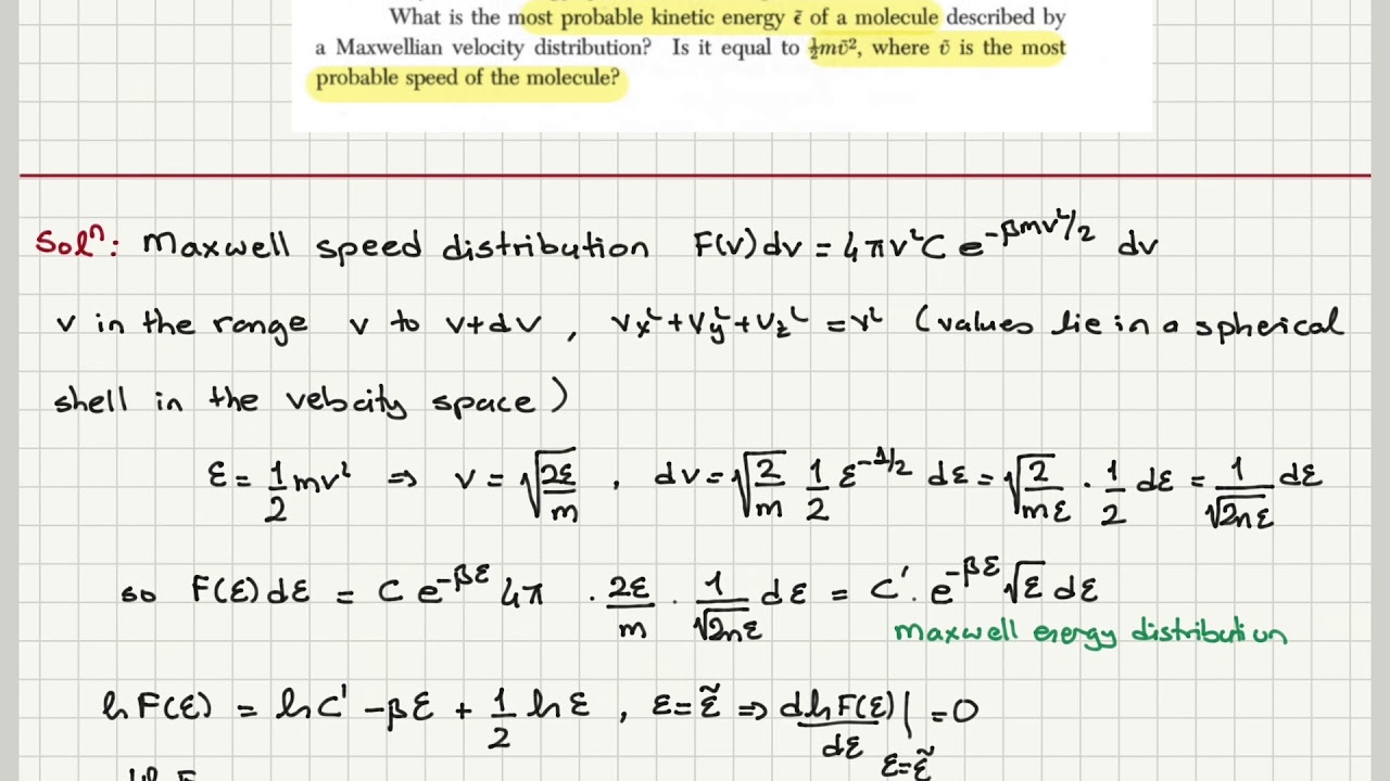6.7 Most probable energy of a molecule in a gas - YouTube