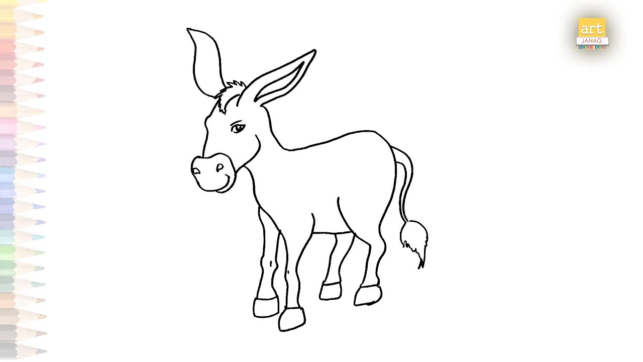Easy outline sketch donkey | Easy drawing tutorials | How to draw A ...