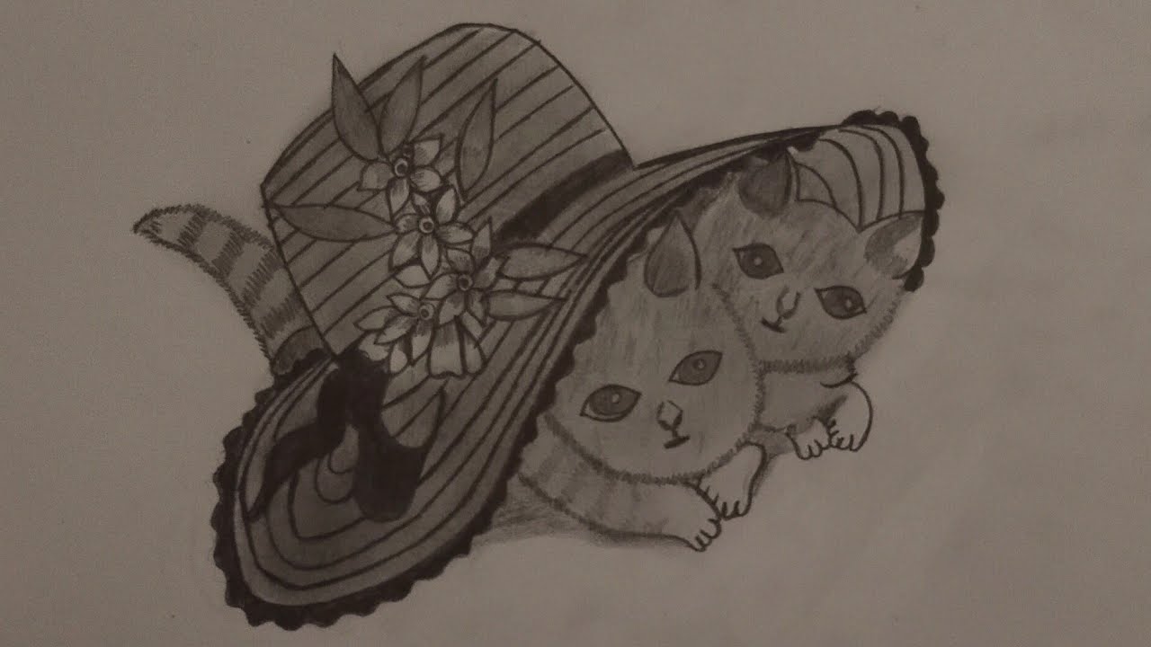 kittens under Hat drawing// Pencil drawing// - YouTube