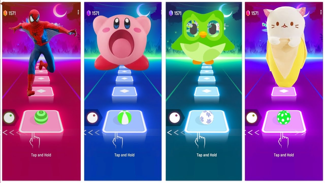 Spider Man 🆚 Kirby 🆚 Duolingo 🆚 Banana Tile Hop Edm Rush - YouTube