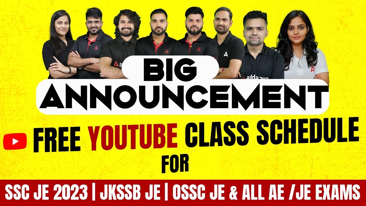 Big Announcement Free you tube class schedule | For SSC JE 2023 l JKSSB ...