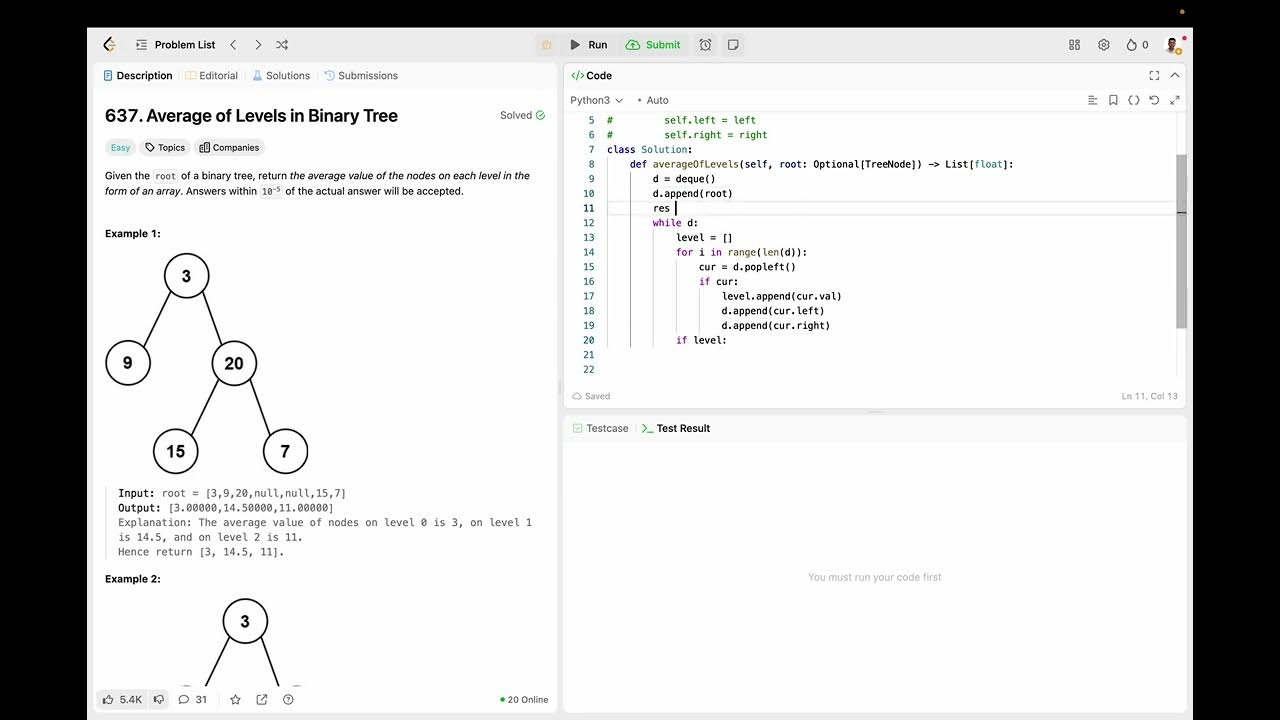 Average Of Levels in Binary Tree - YouTube