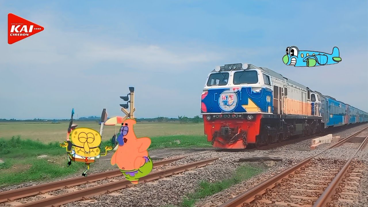 Spongebob Patrick Vs Kereta Uap, steam train, Jangan di Tiru Terobos ...