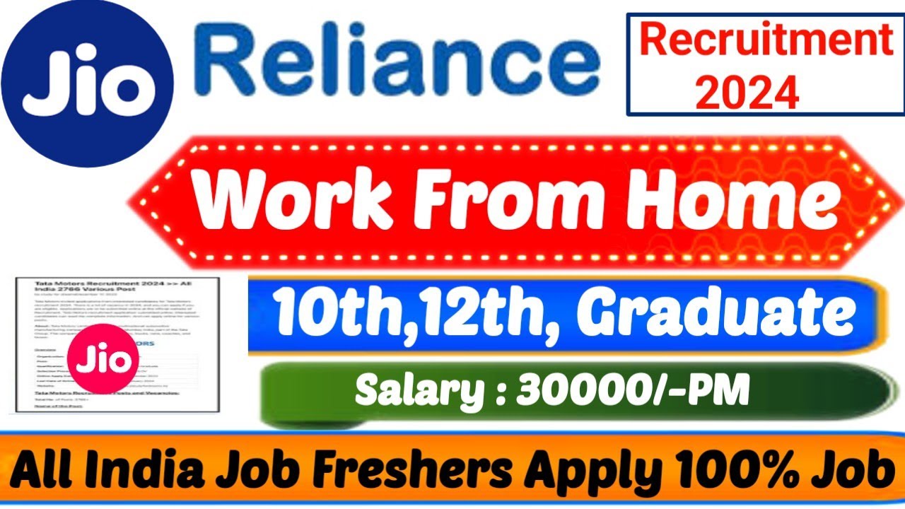 Reliance Jio New Recruitment 2024 🏠Work From Home Job 2024 Reliance Jio ...