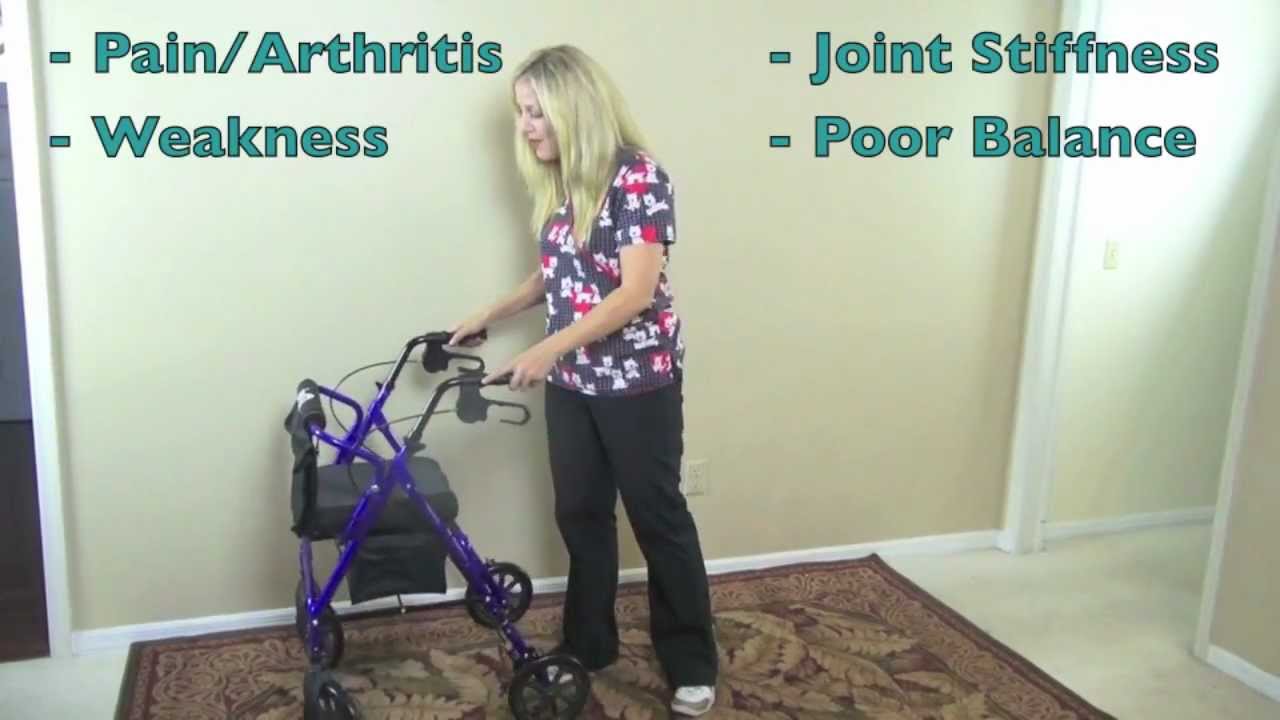 Mobility expert review of 4 wheeled walker rollator - YouTube