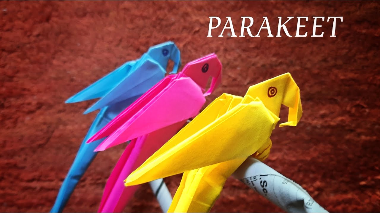 How to make paper parakeet | parrot | origami | ഒറിഗാമി | പേപ്പര്‍ തത്ത ...