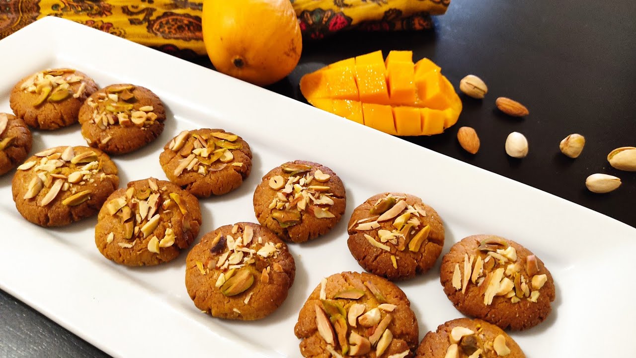 #EgglessMangoCookies Mango Cookies with wheat flour | mango nankhatai ...