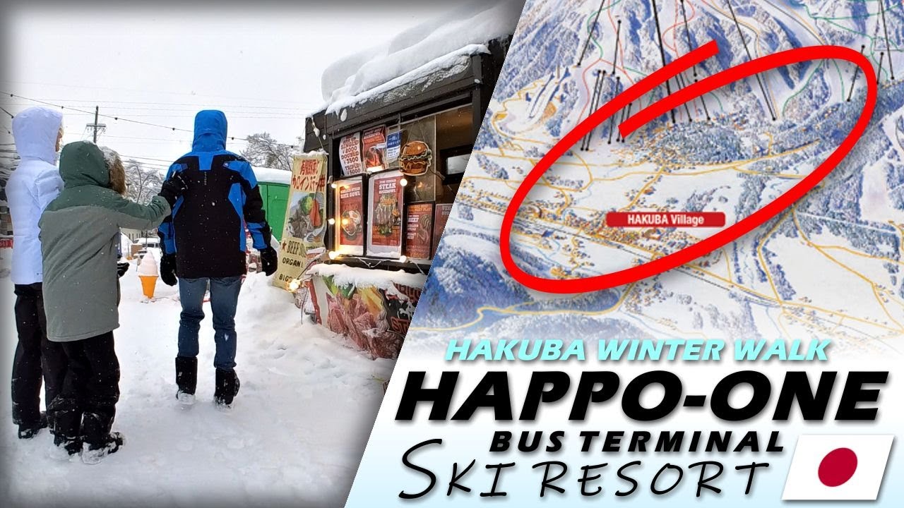 Hakuba Ski Holiday | Snowy Walk to Happo Bus Terminal, From Happo-One ...