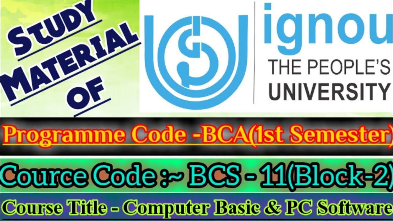 Study Material of IGNOU (BCA) |•| BCS 11(Block 2)|•| 1st semester ...
