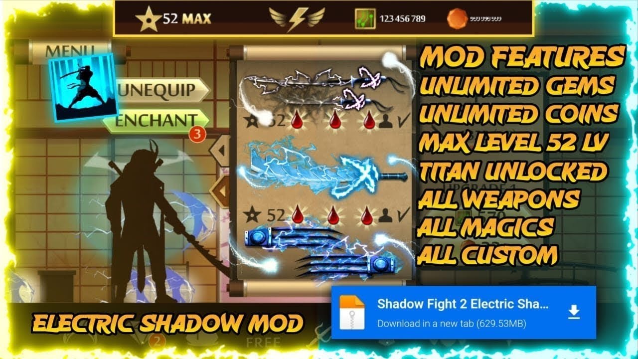 shadow fight 2 mod apk max lvll 52 unlimited money + gems latest ...