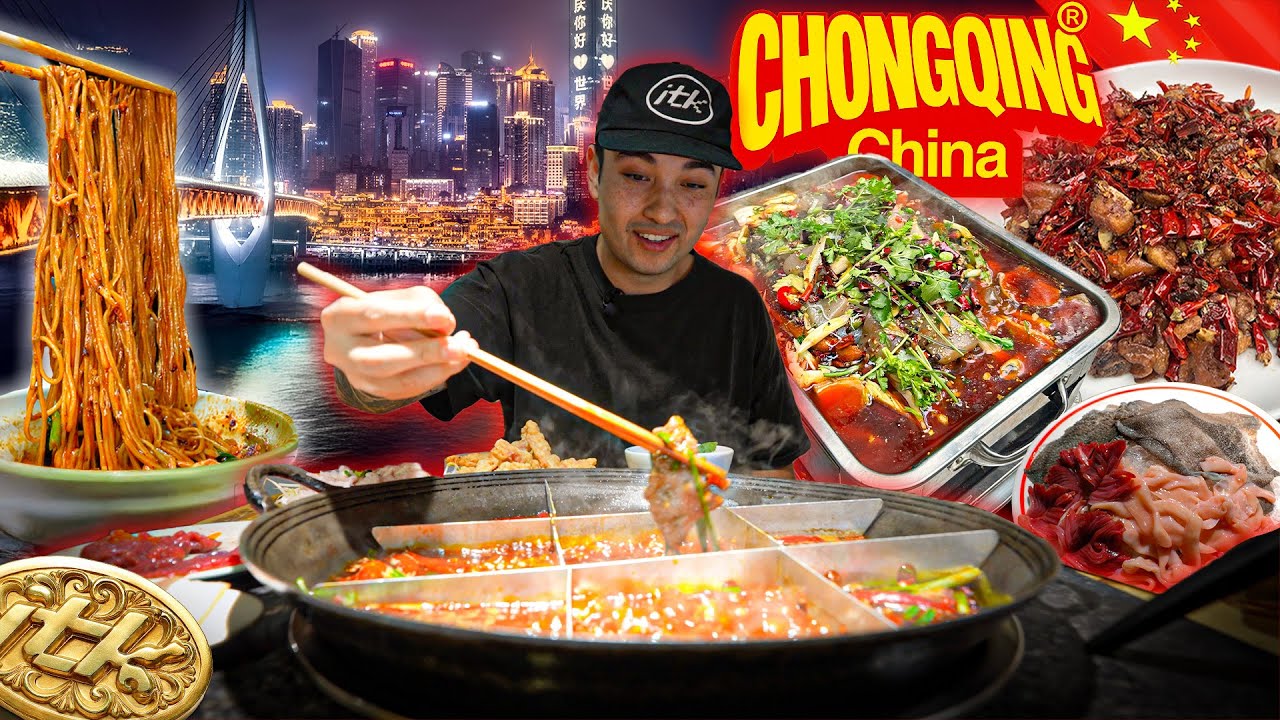 FIRST TIME IN CHONGQING 🇨🇳 FULL DAY FOOD TOUR EATING THE SPICIEST FOOD ...