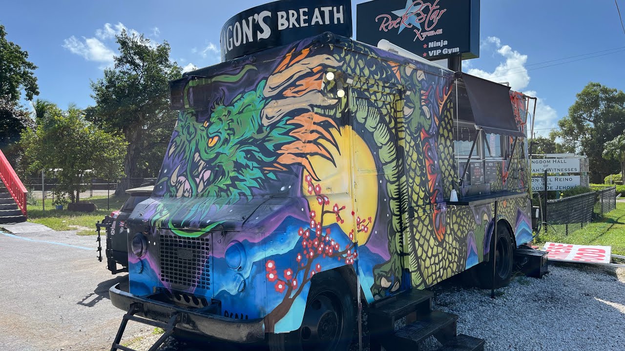 Mural on the Dragon’s Breath food truck in Key Largo, Florida - YouTube