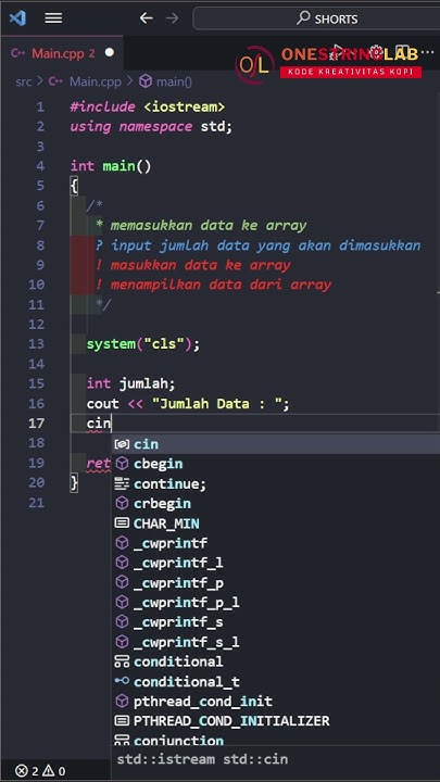 BELAJAR C++ -PROGRAM MEMASUKKAN DAN MENAMPILKAN DATA ARRAY - YouTube