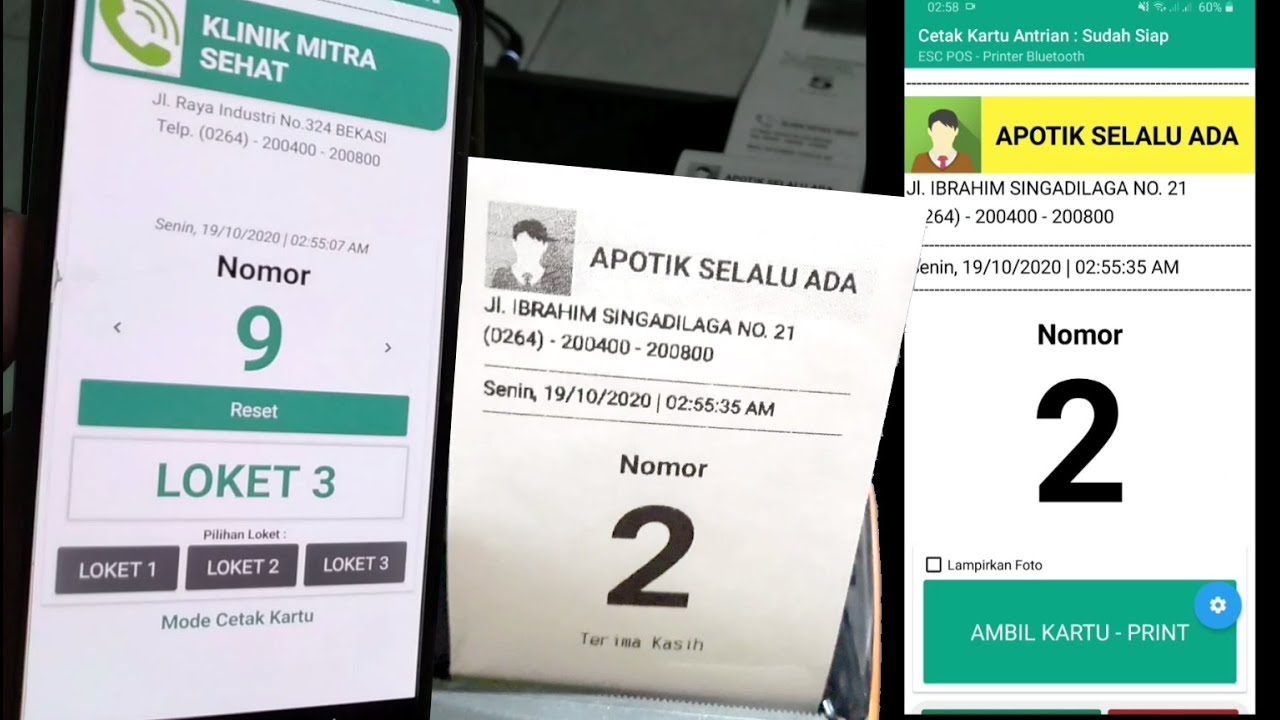 PANGGIL & CETAK NOMOR ANTRIAN KE ESC/POS PRINTER BLUETOOTH | PREVIEW ...
