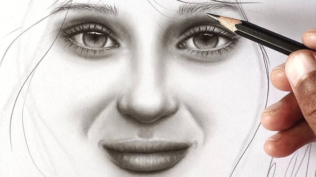 How to shade face( shading process for beginners )- shading female face ...