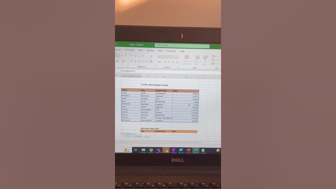 Filter Min Excel Function Excel Exceltutorial Exceltips Exceltricks Tips Youtube