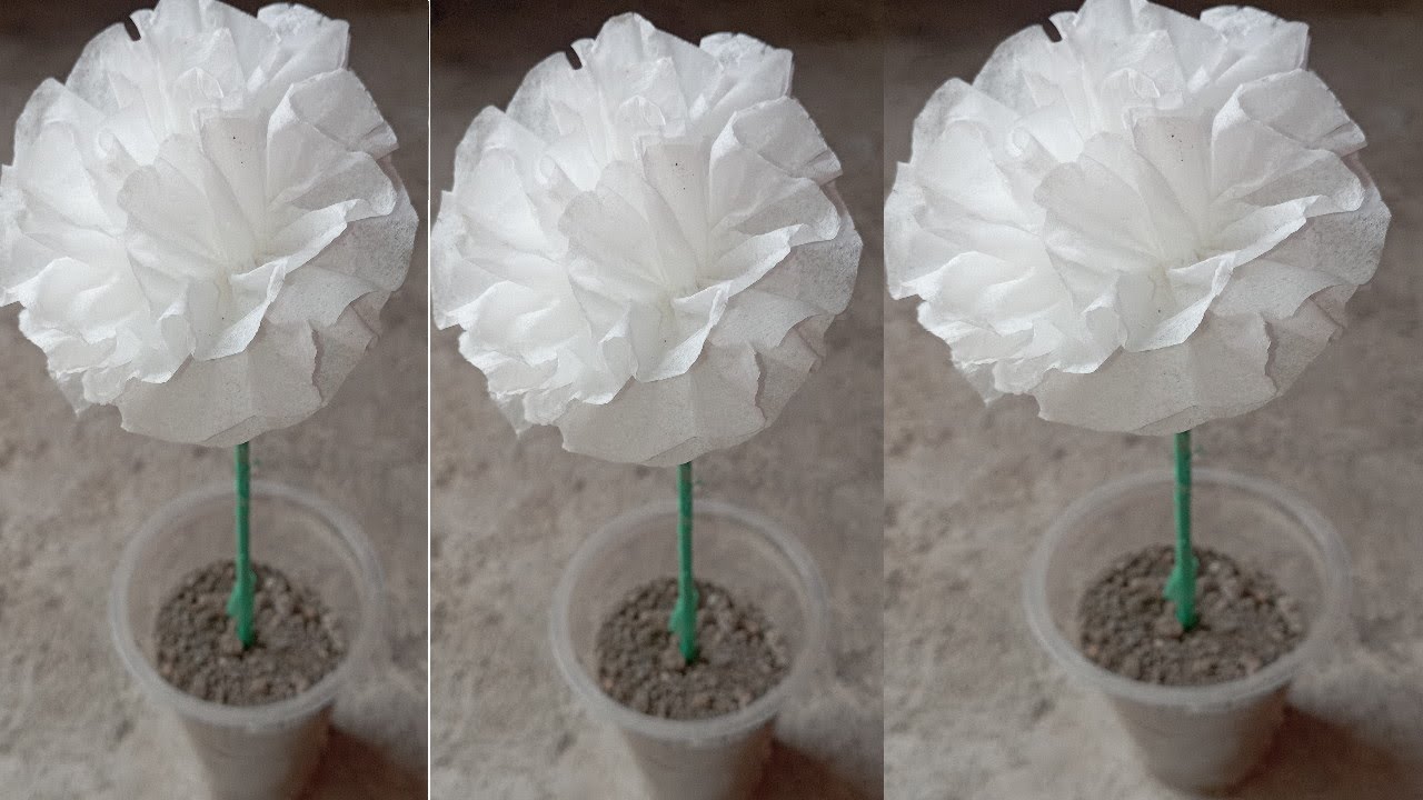 Cara mudah membuat bunga dari tisu ll How to make tissue paper flower ...
