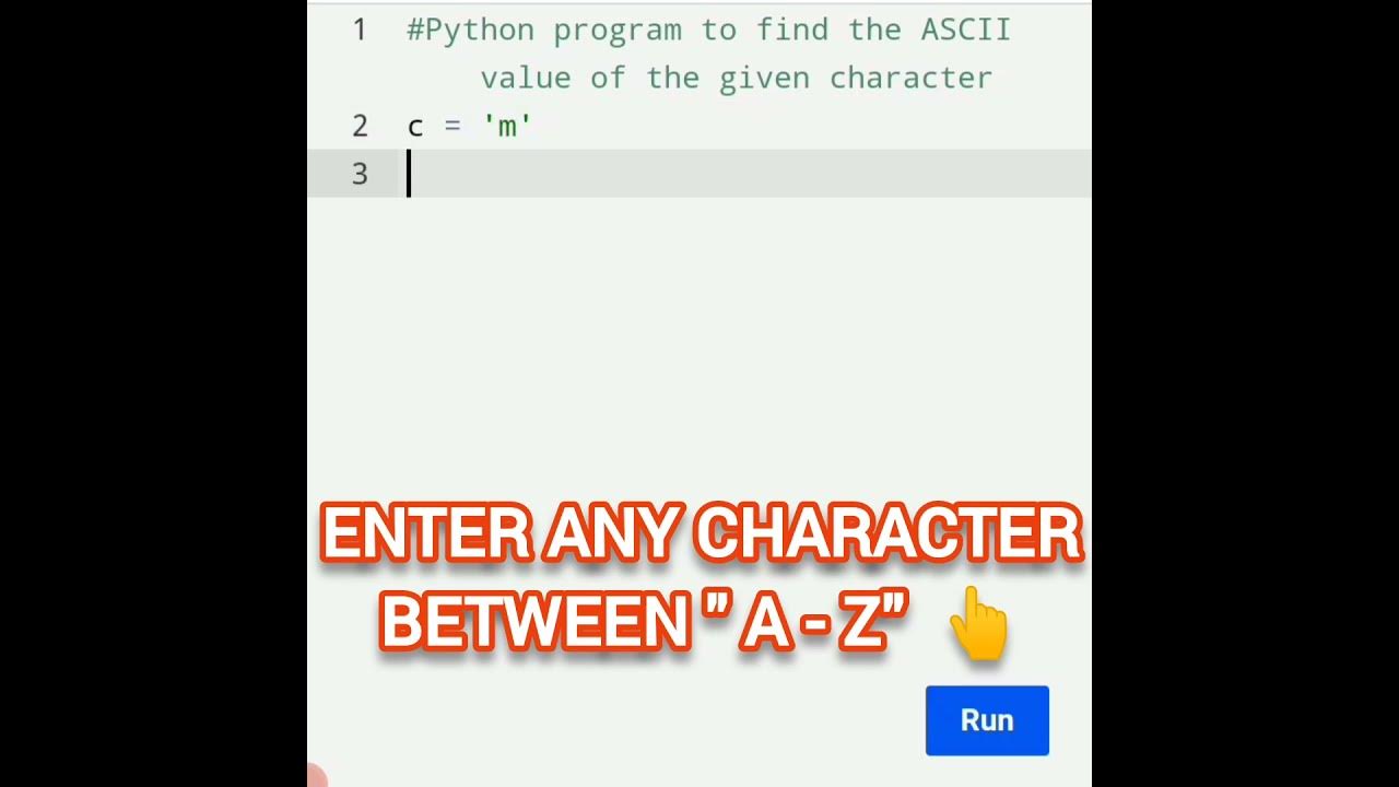 Simple Code To Find Ascii Value Of Character Using Python ⚡ Education Pythontutorial Shorts