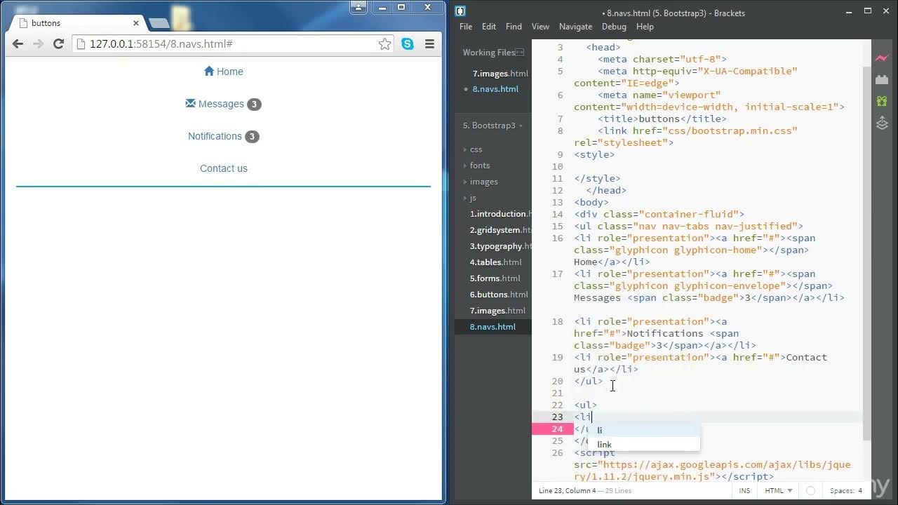 10. Navs; Activity Website Design using Nav Tabs and Nav Pills - Bootstrap - YouTube