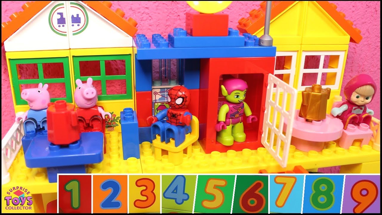 Peppa Pig Masha And The Bear And Spider Man Mega Toys - Learn Colors ...
