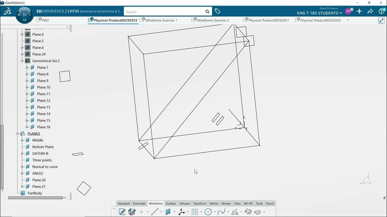 Wireframe Exercise 1 PLANES CATIA 3D EXPERIENCE Planes 9 Offset - YouTube