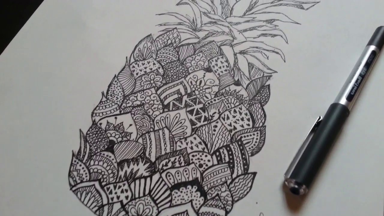 zentangle pineapple | zen art - YouTube
