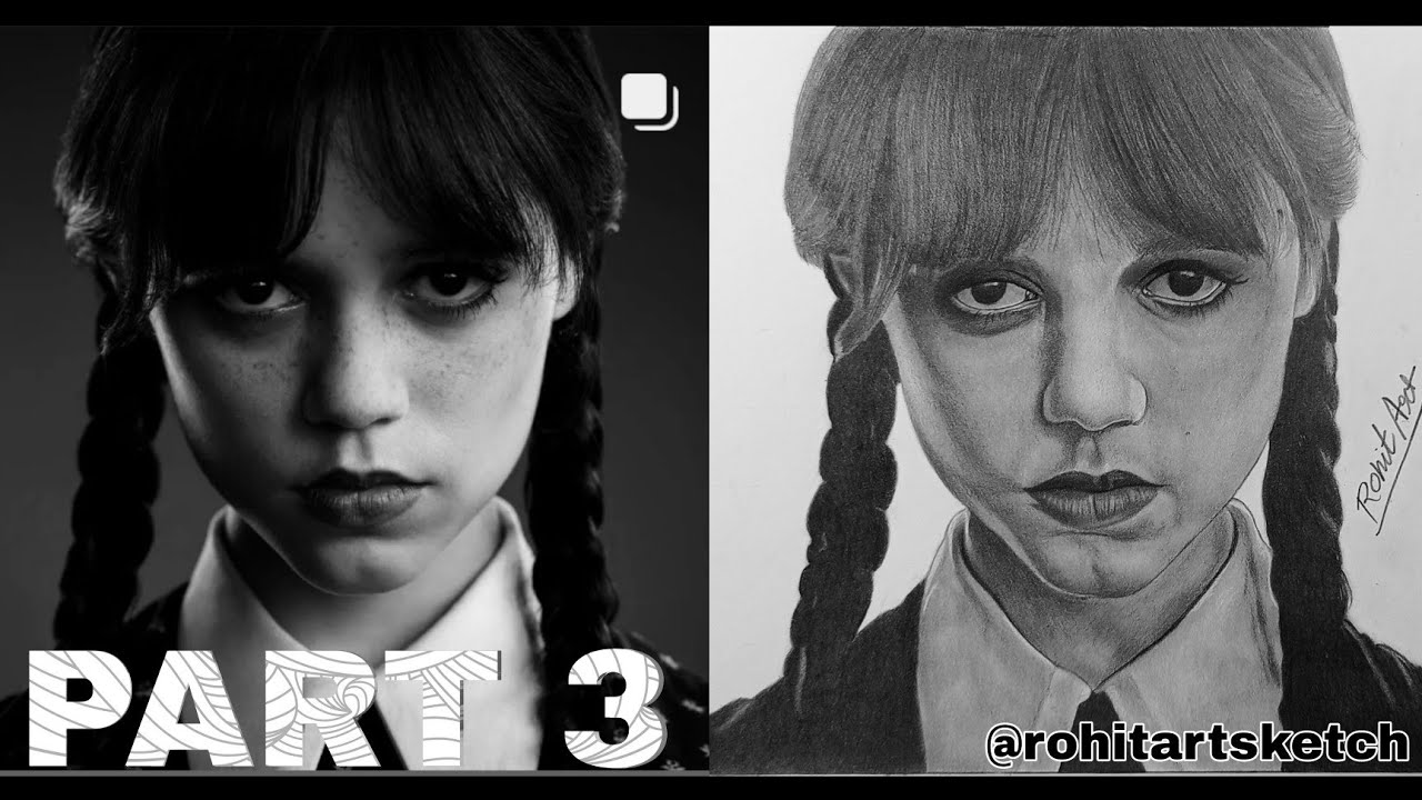 How to Draw Wednesday Addams |Drawing Tutorial (step by step ...