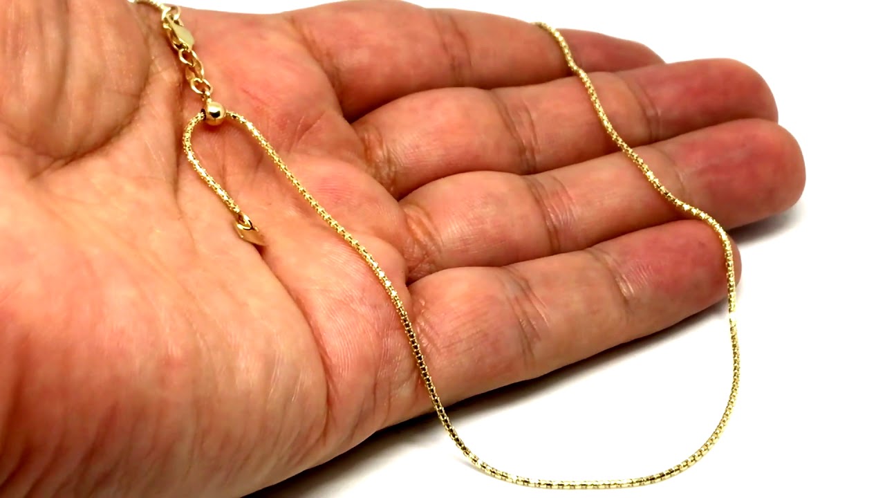 14k Yellow Gold Adjustable Popcorn Link Chain Necklace, 1.3mm, 22 ...