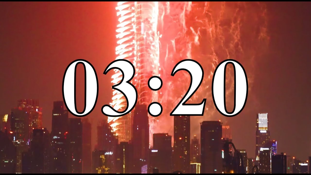 3 Minute 20 Second Countdown Timer – Dubai Fireworks Night – Silent ...