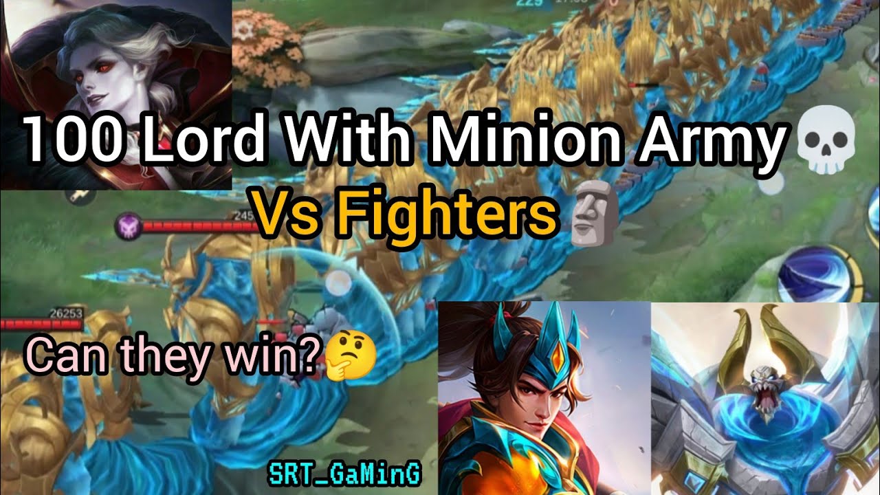 100 Lord with 1000 minions vs fighters🗿#srtgaming#mobilelegends #mlbb#alucard #thamuz #zelong ...
