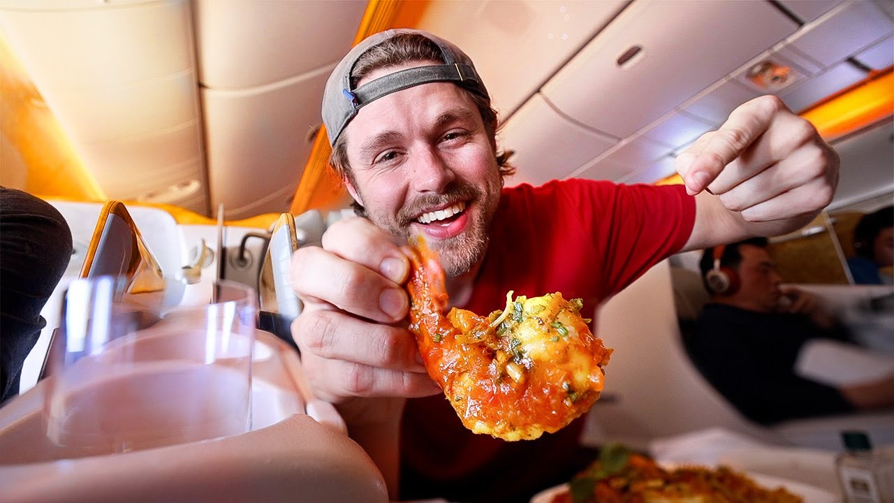 $1400 EMIRATES Business Class FOOD REVIEW - YouTube