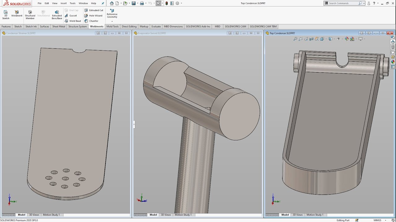 SOLIDWORKS 2020 - PART CONDENSER - COFFEE MACHINE - YouTube