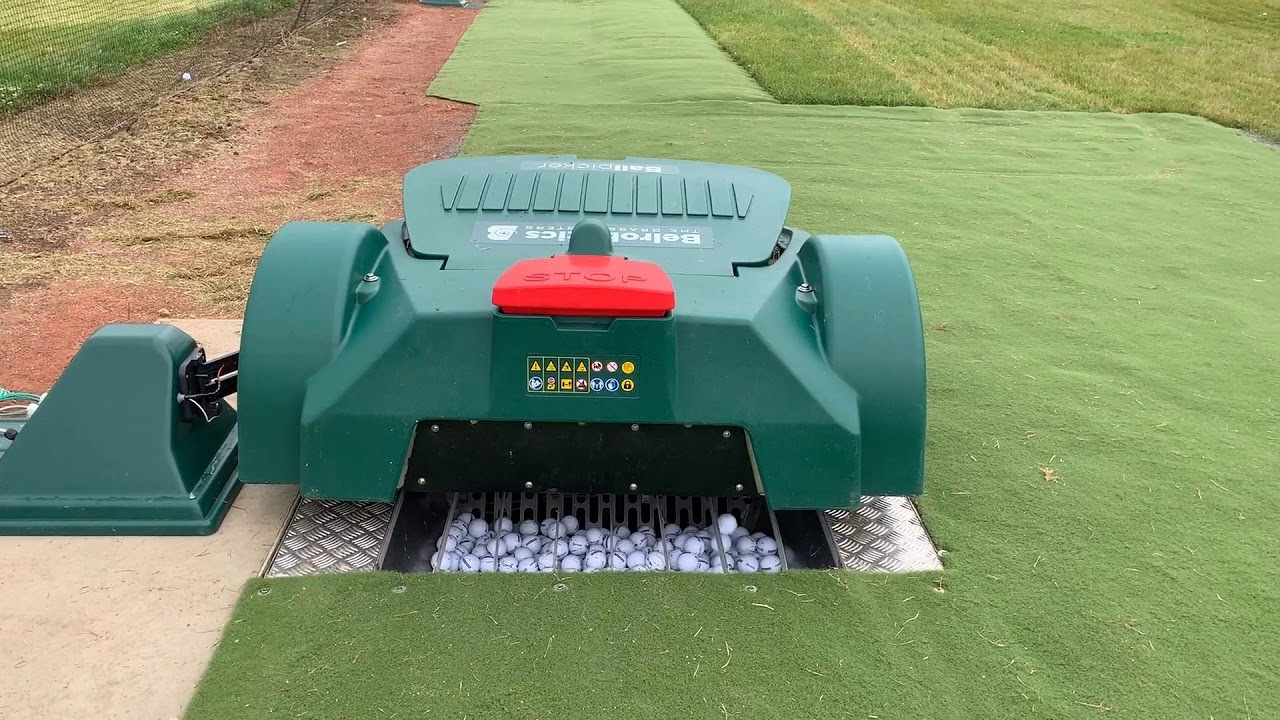 Belrobotics Ball Picker dropping range balls into ball drop zone - AMS ...
