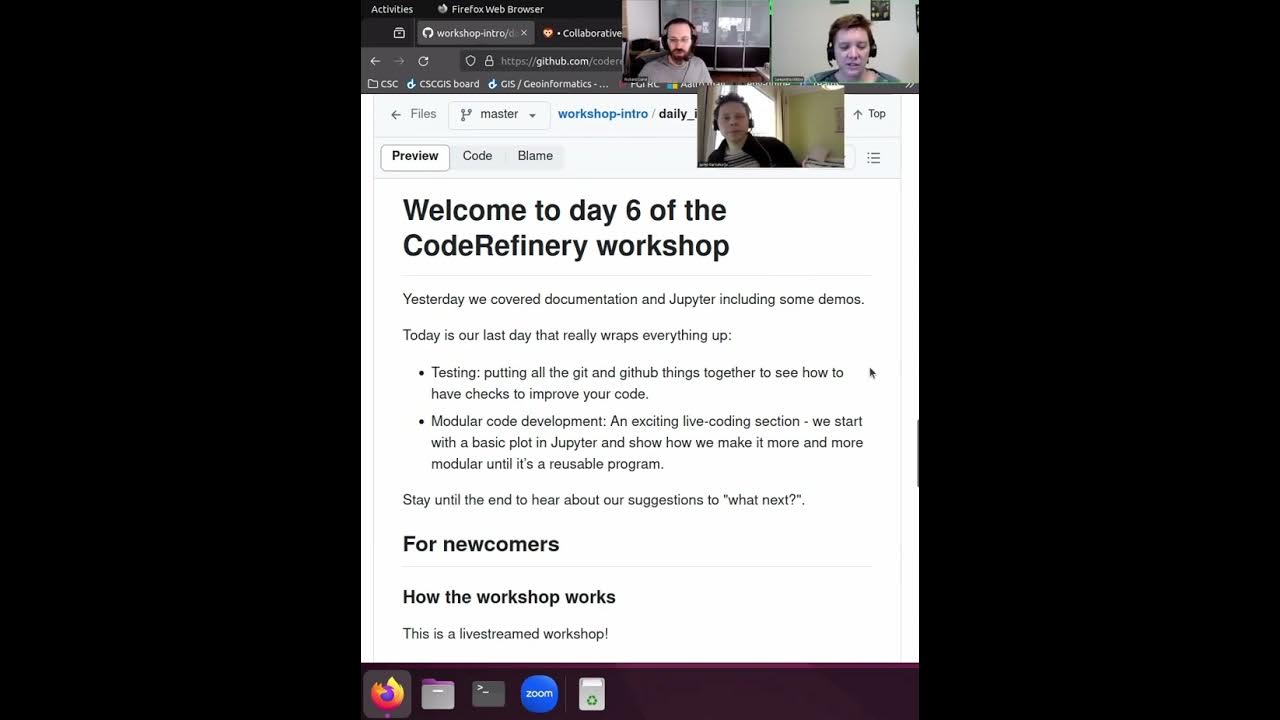 6.1 Day 6 icebreakers and intro - CodeRefinery 2024 Mar - YouTube