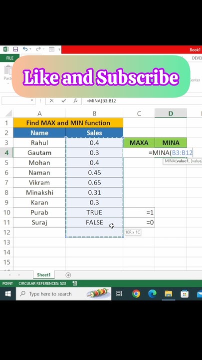 excel me MAXA and MINA function ka use#excel#excel formula#excel tutorial - YouTube