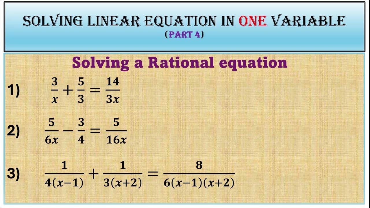 How to Solve Rational Linear Equations (Step-by-Step Guide) - YouTube
