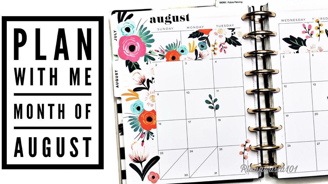 Plan With Me | August 2020 | Monthly | Happy Planner - YouTube
