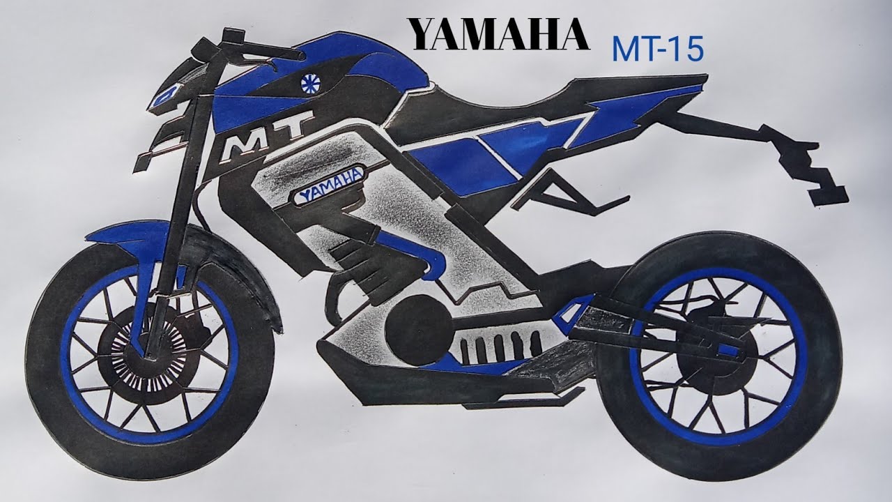 How to draw Yamaha MT-15 bike | Step by step | Easy for Beginners - YouTube
