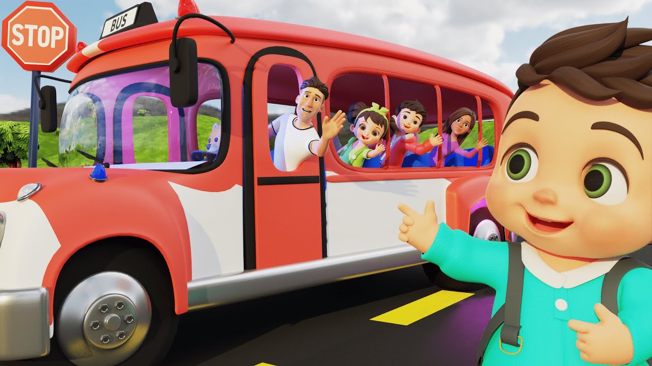 Wheels On The Bus Go Round And Round (Colorful Bus) | Kids Nursery ...
