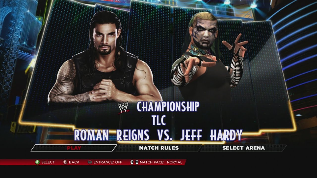 Roman Reigns vs. Jeff Hardy in WWE 2K14 for the WWE Title in a TLC ...