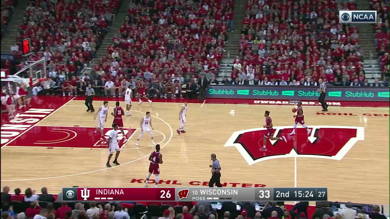 Ethan Happ Inbound Pass Dunk vs. Indiana - YouTube