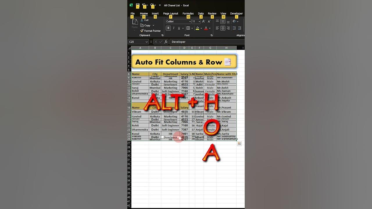 Auto Fit Row & Columns In excel | Excel Tutorial | @PlaySong65-s7j - YouTube