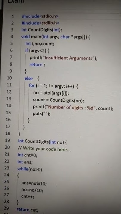 Digits in the Number by command line argument c programming code Cdac ...