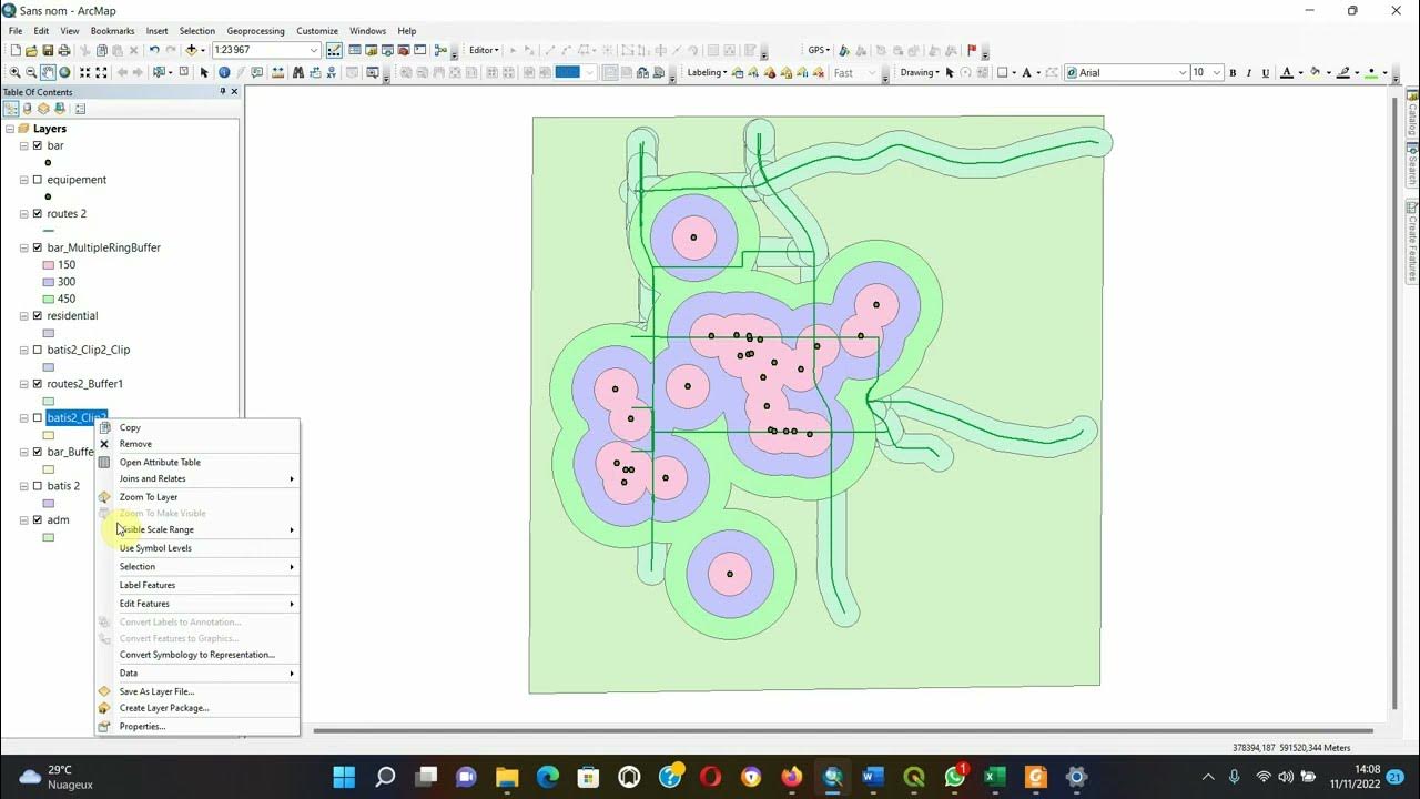 TUTO ZONE TAMPON / BUFFER ET REQUETE ATTRIBUTAIRE SUR ARCGIS - YouTube