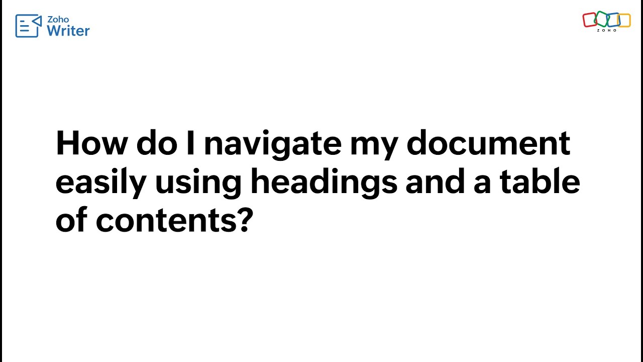 Document Navigation with Zoho Writer's headings and TOC - YouTube