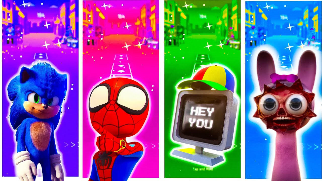 Superman vs Sonic vs Spidey vs Mr Fun computer vs Pinki Horror Sprunki ...